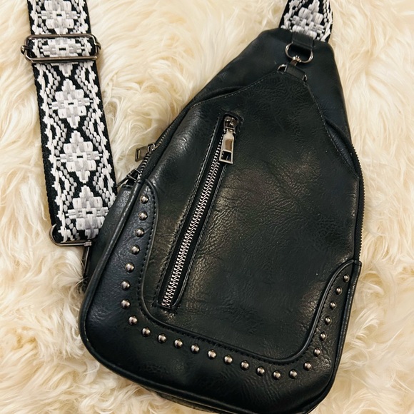 Sam & Hadley | Bags | Sam Hadley Sling Backpack Black White Never Used | Poshmark